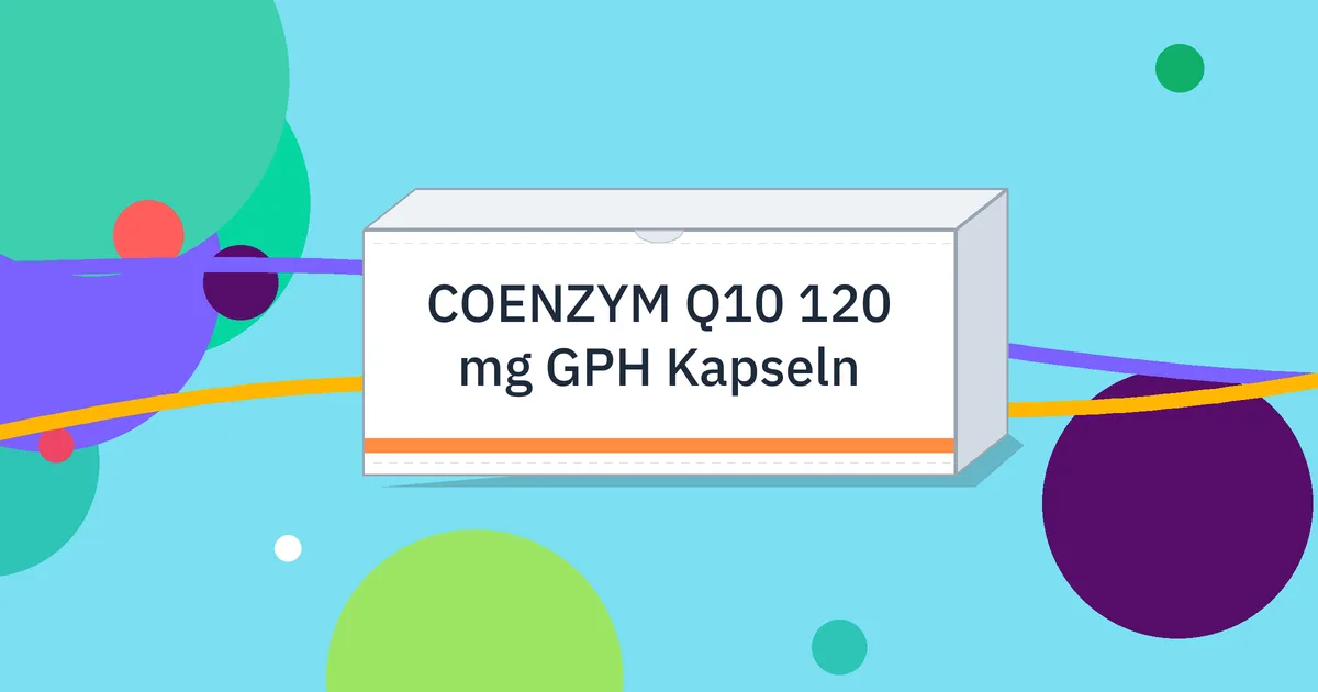 Symbolbild: Packung mit der Aufschrift COENZYM Q10 120 mg GPH Kapseln (PZN 02683138) – Verfügbarkeit und Bezug in Apotheken in Frankfurt am Main