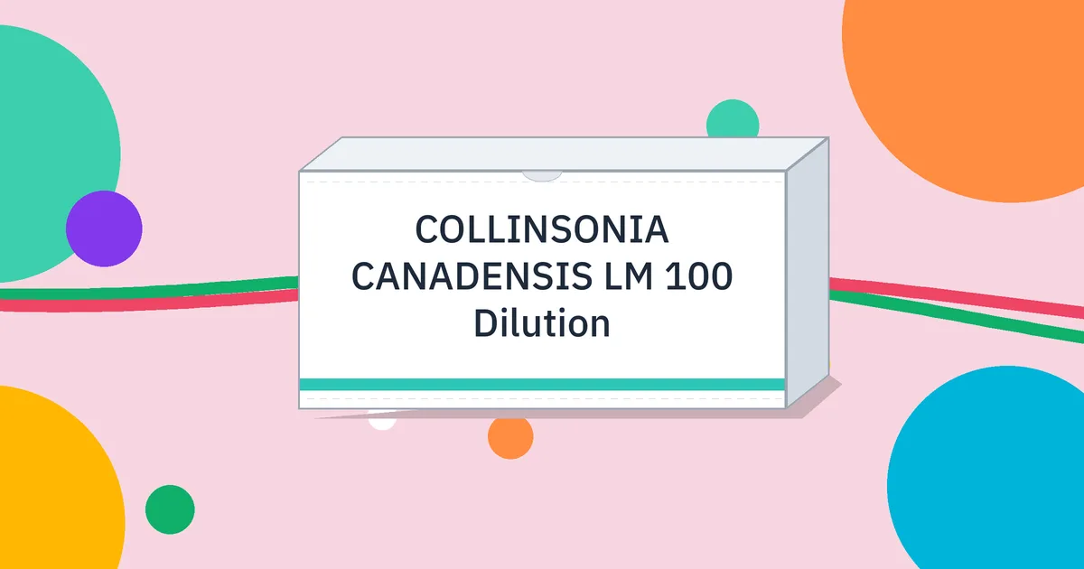 Symbolbild: Packung mit der Aufschrift COLLINSONIA CANADENSIS LM 100 Dilution (PZN 13448133) – Verfügbarkeit und Bezug in Apotheken in Frankfurt am Main