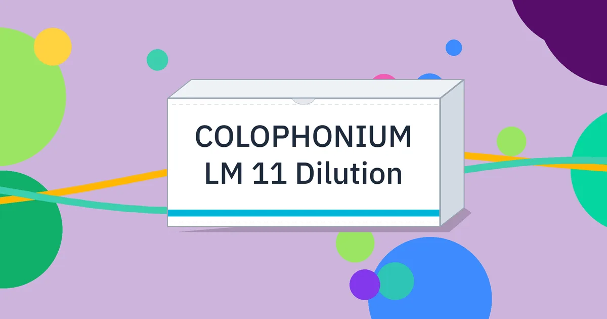 Symbolbild: Packung mit der Aufschrift COLOPHONIUM LM 11 Dilution (PZN 13448280) – Verfügbarkeit und Bezug in Apotheken in Frankfurt am Main