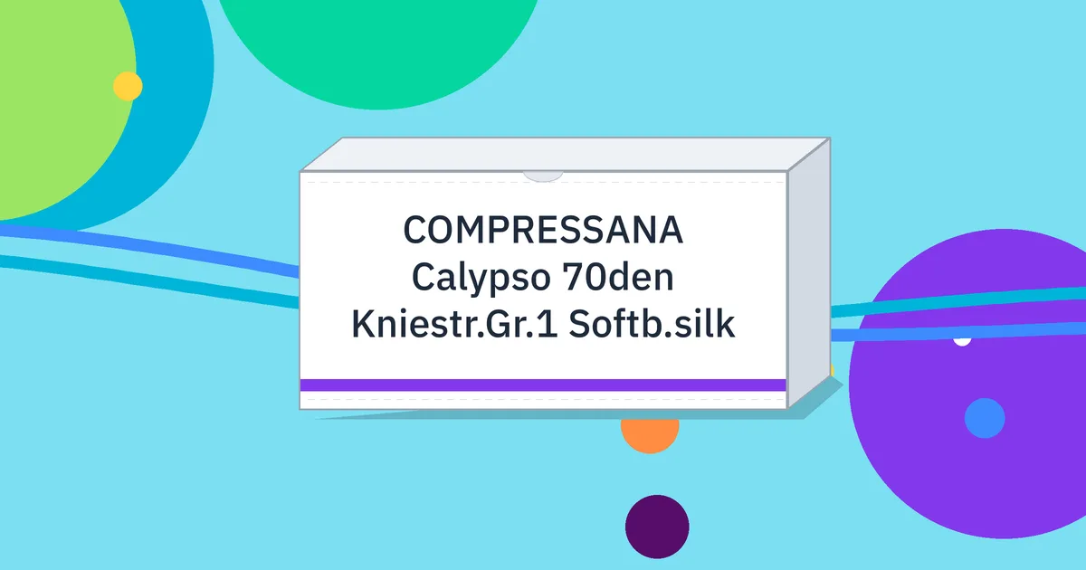 Symbolbild: Packung mit der Aufschrift COMPRESSANA Calypso 70den Kniestr.Gr.1 Softb.silk (PZN 07719361) – Verfügbarkeit und Bezug in Apotheken in Frankfurt am Main