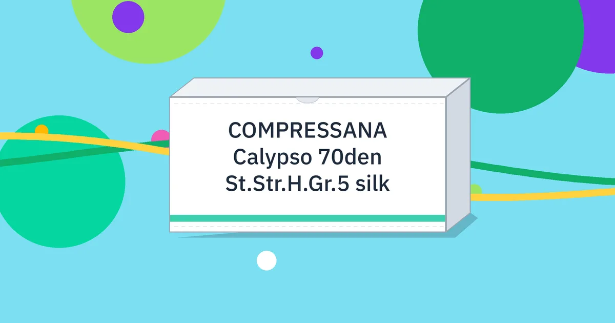 Symbolbild: Packung mit der Aufschrift COMPRESSANA Calypso 70den St.Str.H.Gr.5 silk (PZN 07718686) – Verfügbarkeit und Bezug in Apotheken in Frankfurt am Main