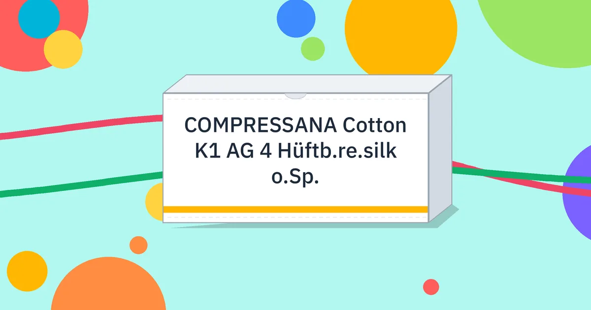 Symbolbild: Packung mit der Aufschrift COMPRESSANA Cotton K1 AG 4 Hüftb.re.silk o.Sp. (PZN 12980676) – Verfügbarkeit und Bezug in Apotheken in Frankfurt am Main