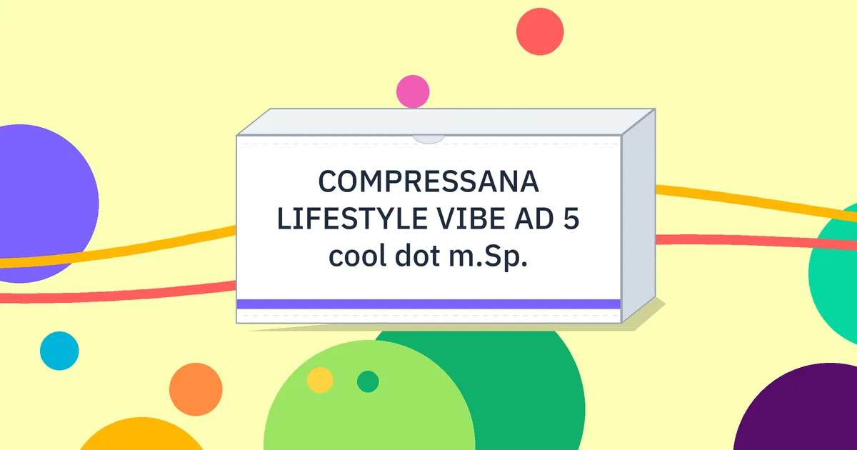 Symbolbild: Packung mit der Aufschrift COMPRESSANA LIFESTYLE VIBE AD 5 cool dot m.Sp. (PZN 18367422) – Verfügbarkeit und Bezug in Apotheken in Frankfurt am Main