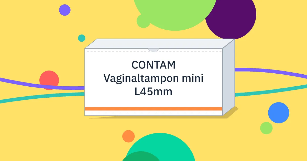 Symbolbild: Packung mit der Aufschrift CONTAM Vaginaltampon mini L45mm (PZN 19278241) – Verfügbarkeit und Bezug in Apotheken in Frankfurt am Main