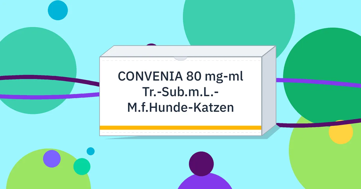 Symbolbild: Packung mit der Aufschrift CONVENIA 80 mg-ml Tr.-Sub.m.L.-M.f.Hunde-Katzen (PZN 01912559) – Verfügbarkeit und Bezug in Apotheken in Frankfurt am Main