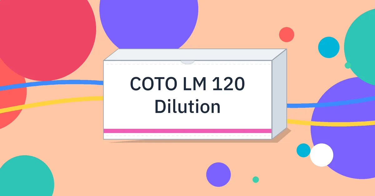 Symbolbild: Packung mit der Aufschrift COTO LM 120 Dilution (PZN 13455653) – Verfügbarkeit und Bezug in Apotheken in Frankfurt am Main
