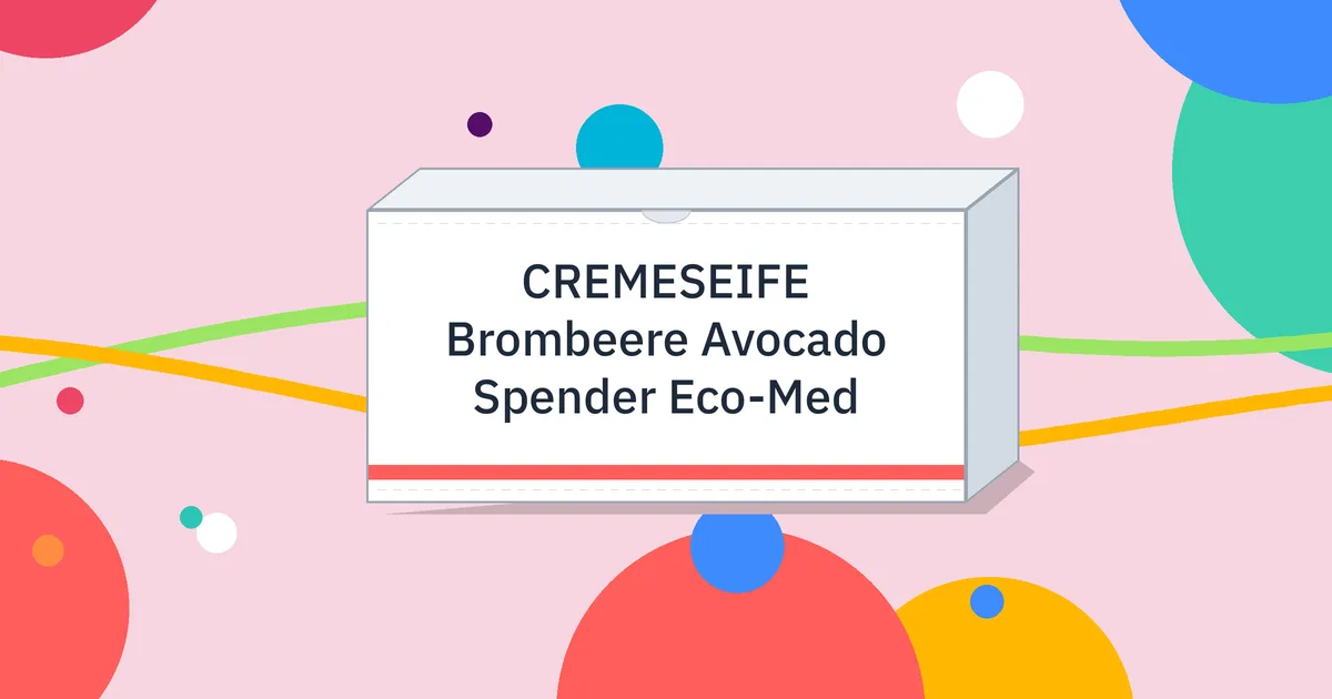 Symbolbild: Packung mit der Aufschrift CREMESEIFE Brombeere Avocado Spender Eco-Med (PZN 20327269) – Verfügbarkeit und Bezug in Apotheken in Frankfurt am Main