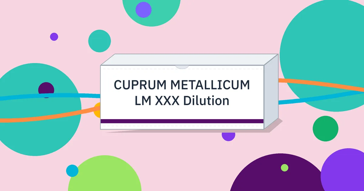 Symbolbild: Packung mit der Aufschrift CUPRUM METALLICUM LM XXX Dilution (PZN 02674458) – Verfügbarkeit und Bezug in Apotheken in Frankfurt am Main