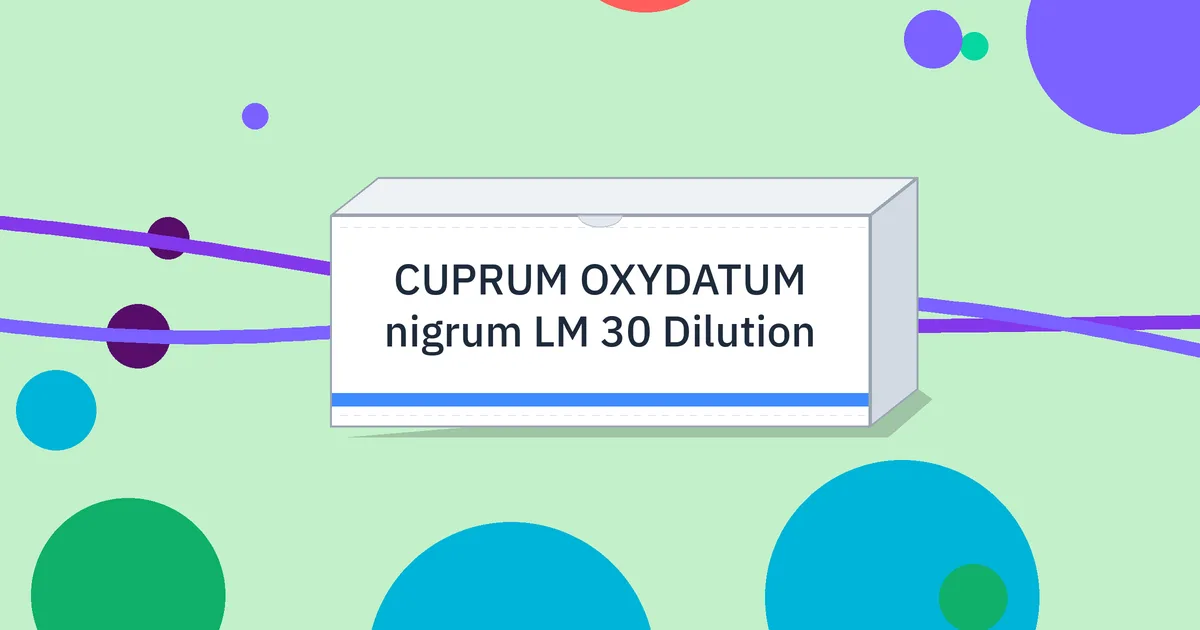 Symbolbild: Packung mit der Aufschrift CUPRUM OXYDATUM nigrum LM 30 Dilution (PZN 13458887) – Verfügbarkeit und Bezug in Apotheken in Frankfurt am Main
