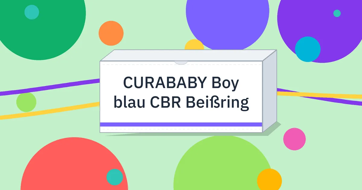 Symbolbild: Packung mit der Aufschrift CURABABY Boy blau CBR Beißring (PZN 04338954) – Verfügbarkeit und Bezug in Apotheken in Frankfurt am Main