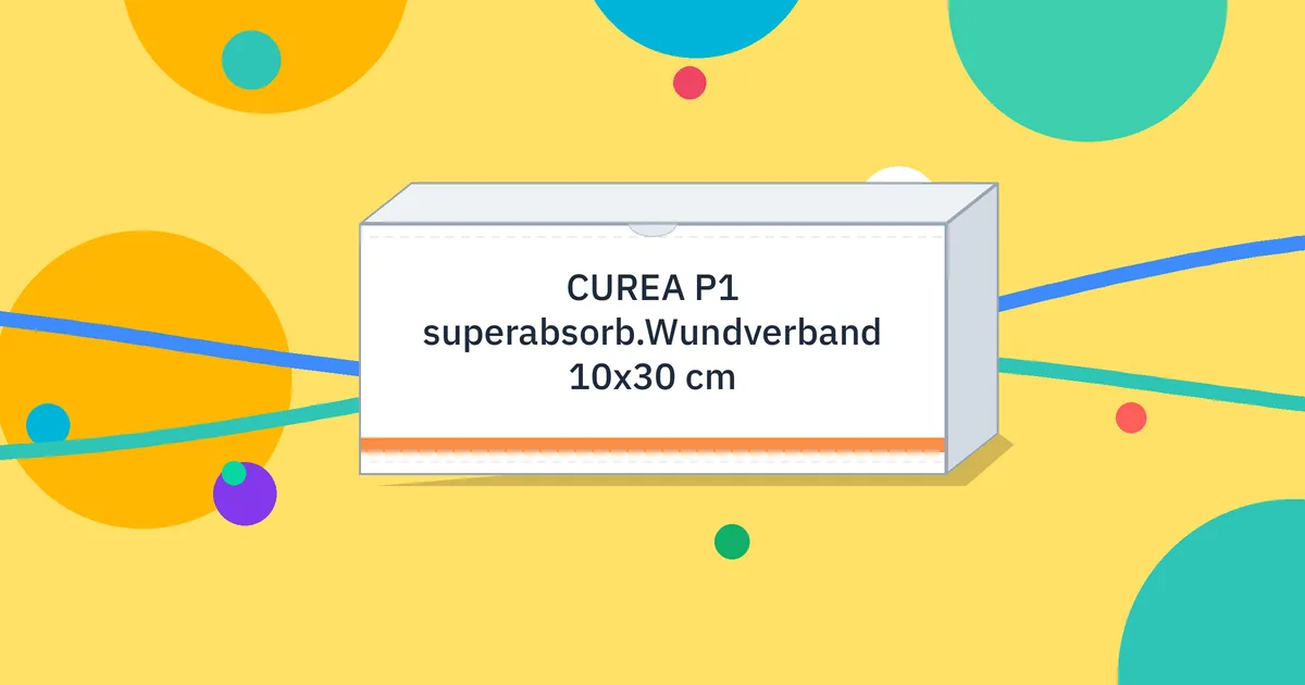 Symbolbild: Packung mit der Aufschrift CUREA P1 superabsorb.Wundverband 10x30 cm (PZN 11114072) – Verfügbarkeit und Bezug in Apotheken in Frankfurt am Main