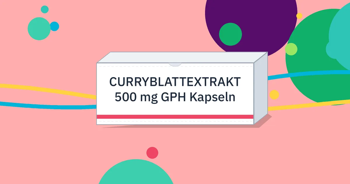 Symbolbild: Packung mit der Aufschrift CURRYBLATTEXTRAKT 500 mg GPH Kapseln (PZN 11146600) – Verfügbarkeit und Bezug in Apotheken in Frankfurt am Main