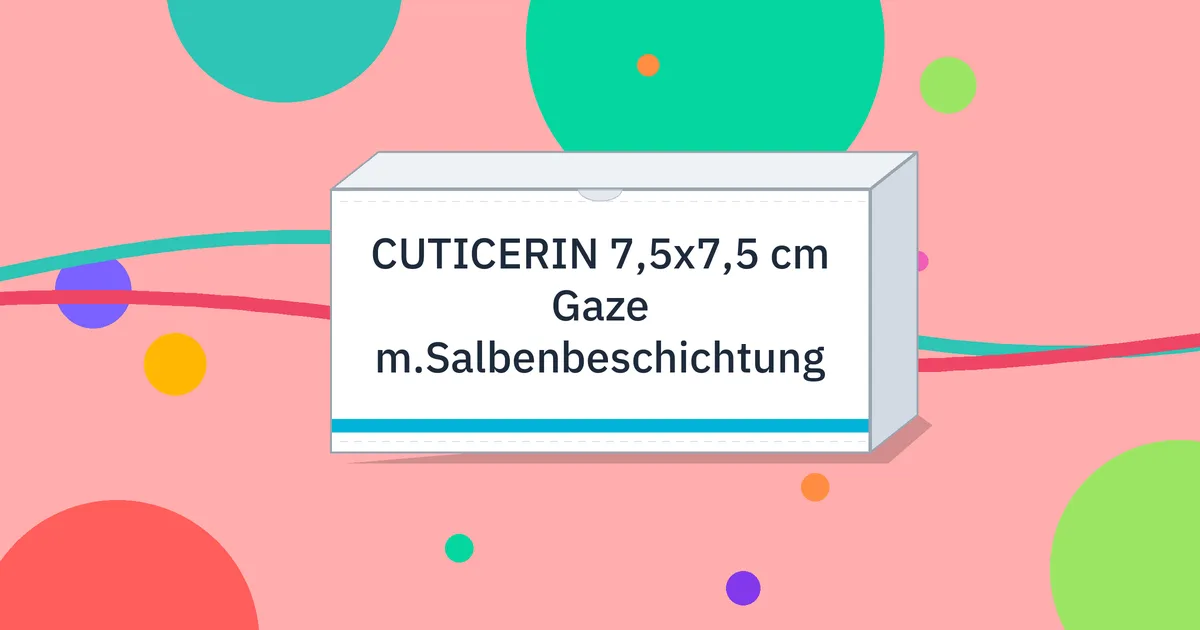 Symbolbild: Packung mit der Aufschrift CUTICERIN 7,5x7,5 cm Gaze m.Salbenbeschichtung (PZN 19699787) – Verfügbarkeit und Bezug in Apotheken in Frankfurt am Main
