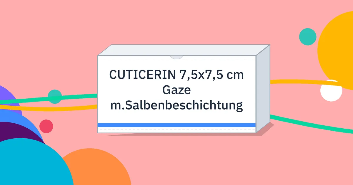 Symbolbild: Packung mit der Aufschrift CUTICERIN 7,5x7,5 cm Gaze m.Salbenbeschichtung (PZN 20051169) – Verfügbarkeit und Bezug in Apotheken in Frankfurt am Main