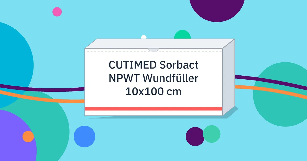 Symbolbild: Packung mit der Aufschrift CUTIMED Sorbact NPWT Wundfüller 10x100 cm (PZN 16827859) – Verfügbarkeit und Bezug in Apotheken in Frankfurt am Main