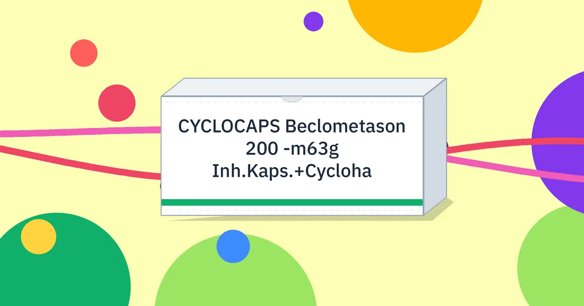 Symbolbild: Packung mit der Aufschrift CYCLOCAPS Beclometason 200 -m63g Inh.Kaps.+Cycloha (PZN 08907596) – Verfügbarkeit und Bezug in Apotheken in Frankfurt am Main