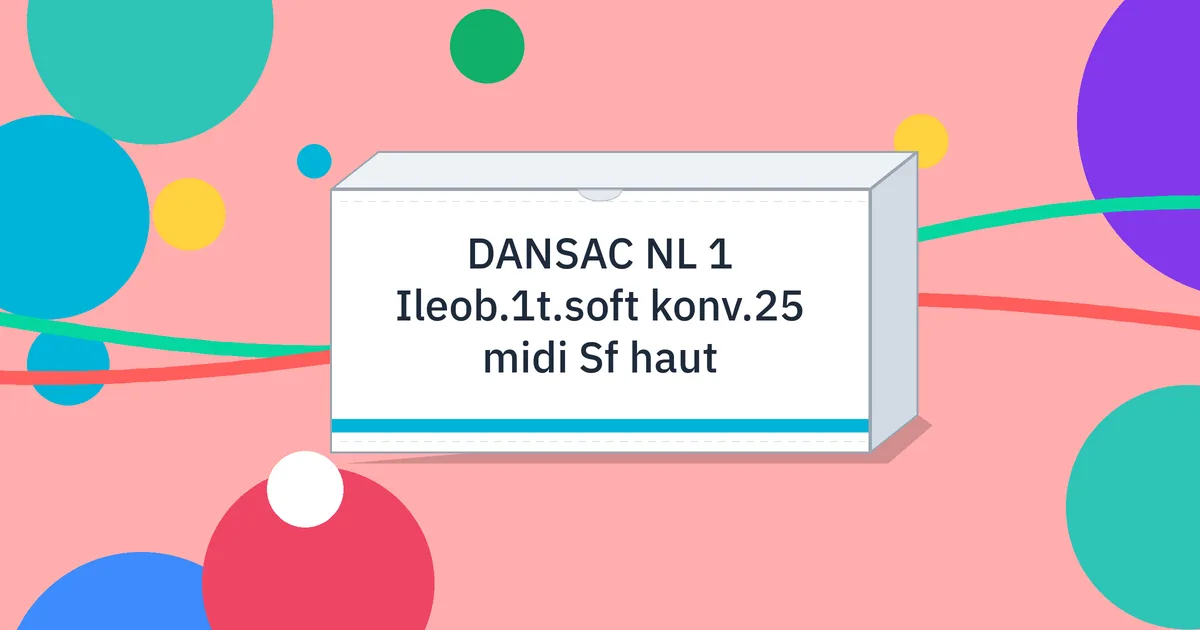 Symbolbild: Packung mit der Aufschrift DANSAC NL 1 Ileob.1t.soft konv.25 midi Sf haut (PZN 10344717) – Verfügbarkeit und Bezug in Apotheken in Frankfurt am Main