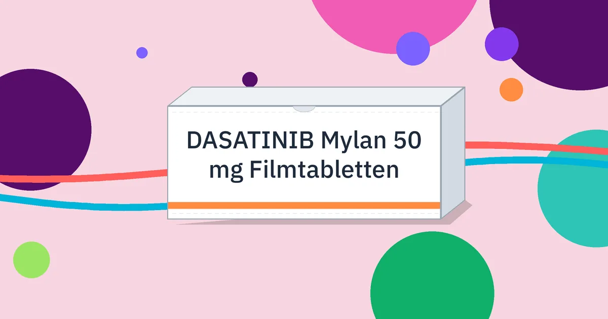 Symbolbild: Packung mit der Aufschrift DASATINIB Mylan 50 mg Filmtabletten (PZN 16224316) – Verfügbarkeit und Bezug in Apotheken in Frankfurt am Main