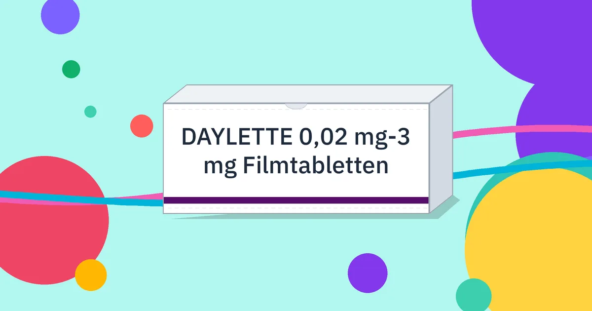 Symbolbild: Packung mit der Aufschrift DAYLETTE 0,02 mg-3 mg Filmtabletten (PZN 09648524) – Verfügbarkeit und Bezug in Apotheken in Frankfurt am Main