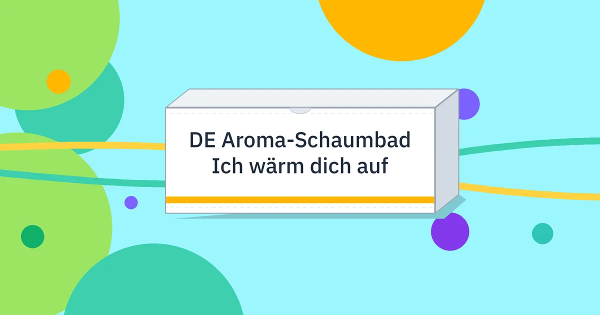 Symbolbild: Packung mit der Aufschrift DE Aroma-Schaumbad Ich wärm dich auf (PZN 18134505) – Verfügbarkeit und Bezug in Apotheken in Frankfurt am Main