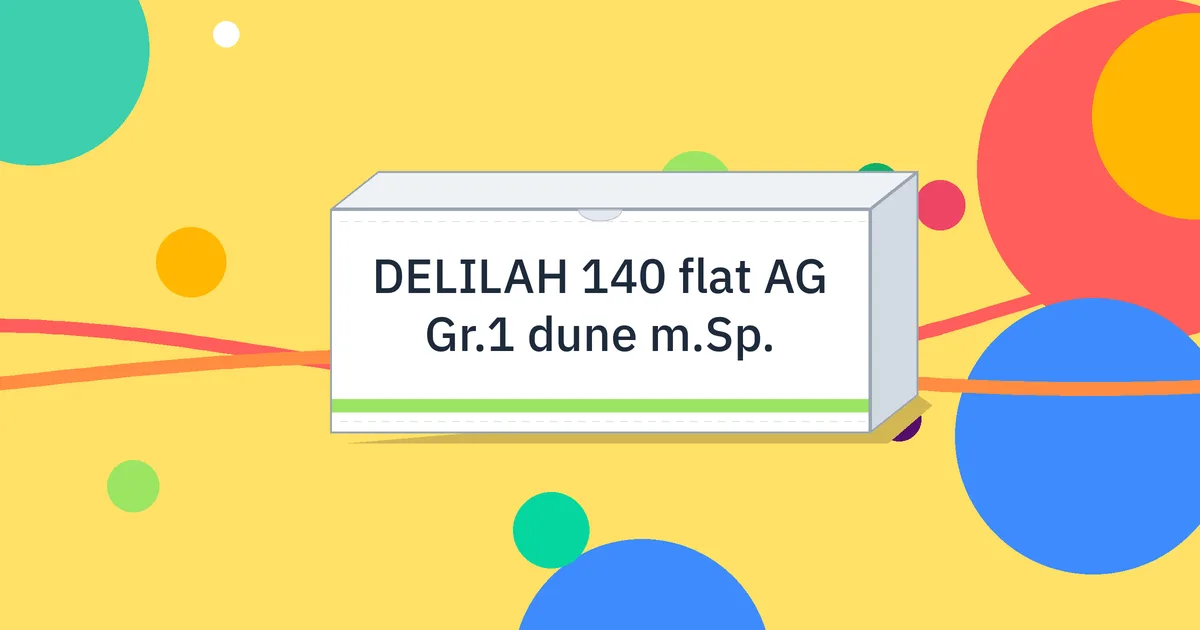Symbolbild: Packung mit der Aufschrift DELILAH 140 flat AG Gr.1 dune m.Sp. (PZN 14247135) – Verfügbarkeit und Bezug in Apotheken in Frankfurt am Main