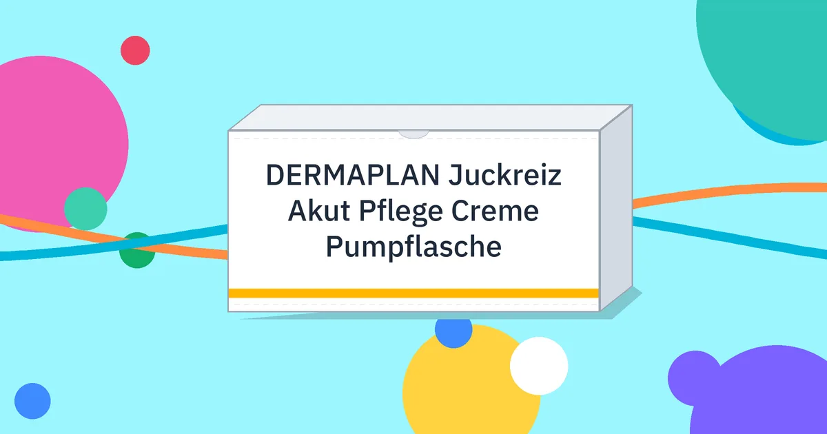 Symbolbild: Packung mit der Aufschrift DERMAPLAN Juckreiz Akut Pflege Creme Pumpflasche (PZN 03438139) – Verfügbarkeit und Bezug in Apotheken in Frankfurt am Main
