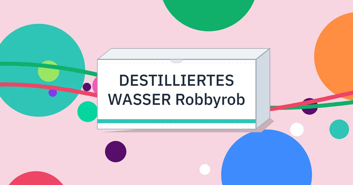 Symbolbild: Packung mit der Aufschrift DESTILLIERTES WASSER Robbyrob (PZN 08890861) – Verfügbarkeit und Bezug in Apotheken in Frankfurt am Main