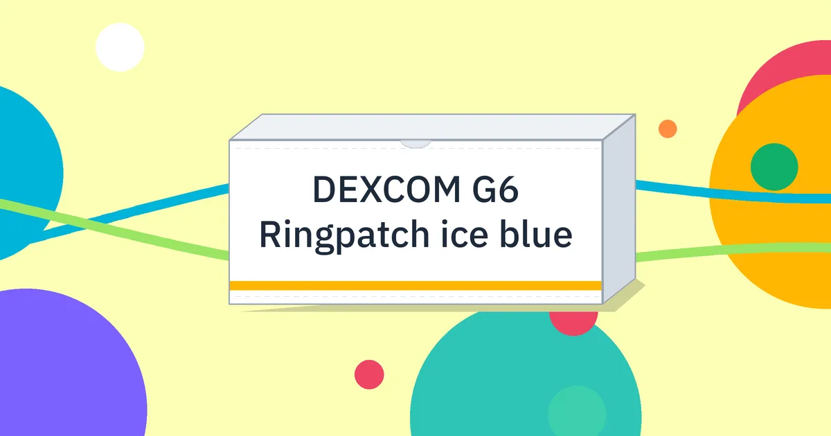 Symbolbild: Packung mit der Aufschrift DEXCOM G6 Ringpatch ice blue (PZN 19864878) – Verfügbarkeit und Bezug in Apotheken in Frankfurt am Main
