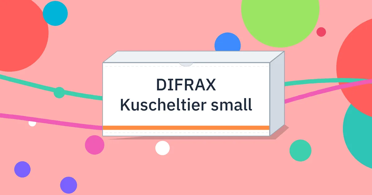 Symbolbild: Packung mit der Aufschrift DIFRAX Kuscheltier small (PZN 12518759) – Verfügbarkeit und Bezug in Apotheken in Frankfurt am Main