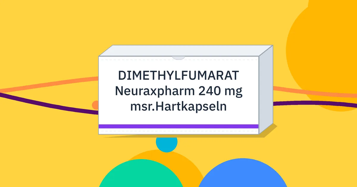 Symbolbild: Packung mit der Aufschrift DIMETHYLFUMARAT Neuraxpharm 240 mg msr.Hartkapseln (PZN 14061057) – Verfügbarkeit und Bezug in Apotheken in Frankfurt am Main
