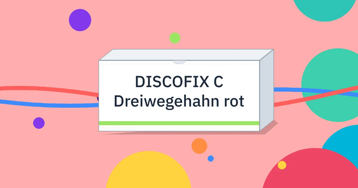 Symbolbild: Packung mit der Aufschrift DISCOFIX C Dreiwegehahn rot (PZN 19768123) – Verfügbarkeit und Bezug in Apotheken in Frankfurt am Main