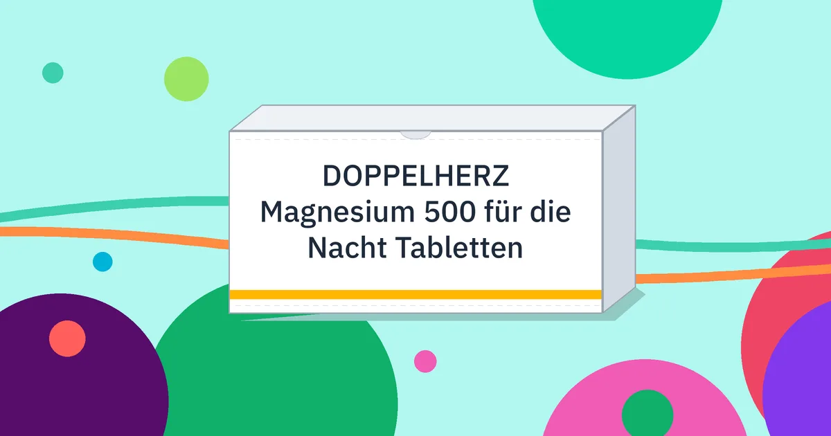 Symbolbild: Packung mit der Aufschrift DOPPELHERZ Magnesium 500 für die Nacht Tabletten (PZN 17510627) – Verfügbarkeit und Bezug in Apotheken in Frankfurt am Main
