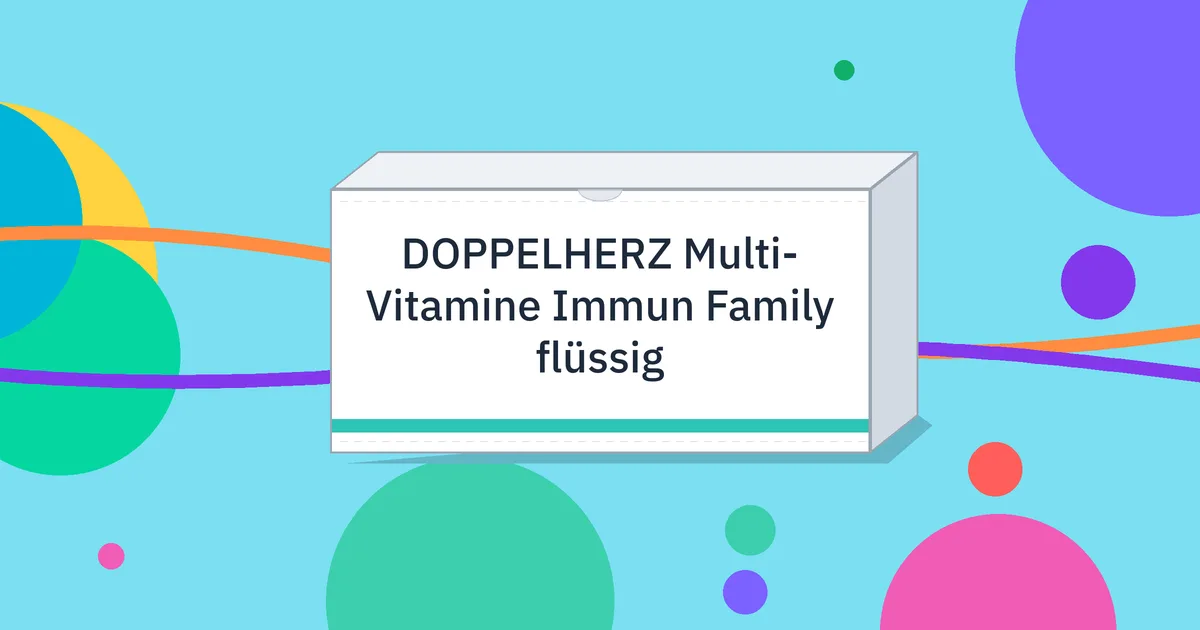 Symbolbild: Packung mit der Aufschrift DOPPELHERZ Multi-Vitamine Immun Family flüssig (PZN 17197254) – Verfügbarkeit und Bezug in Apotheken in Frankfurt am Main