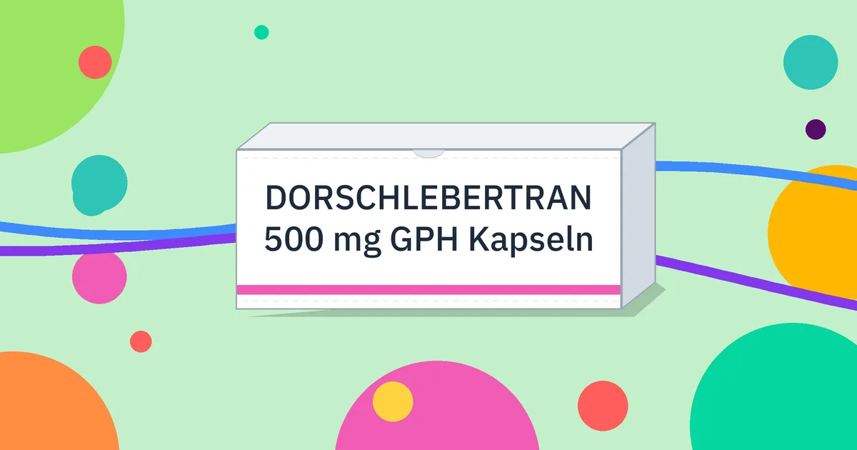 Symbolbild: Packung mit der Aufschrift DORSCHLEBERTRAN 500 mg GPH Kapseln (PZN 14364645) – Verfügbarkeit und Bezug in Apotheken in Frankfurt am Main