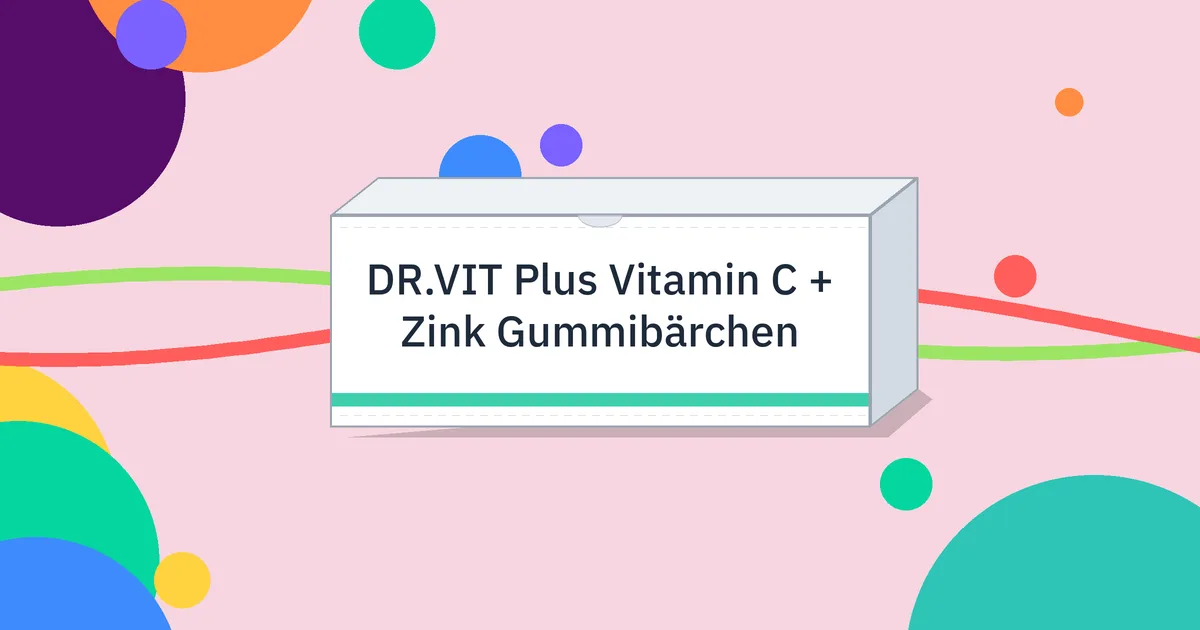 Symbolbild: Packung mit der Aufschrift DR.VIT Plus Vitamin C + Zink Gummibärchen (PZN 19905241) – Verfügbarkeit und Bezug in Apotheken in Frankfurt am Main