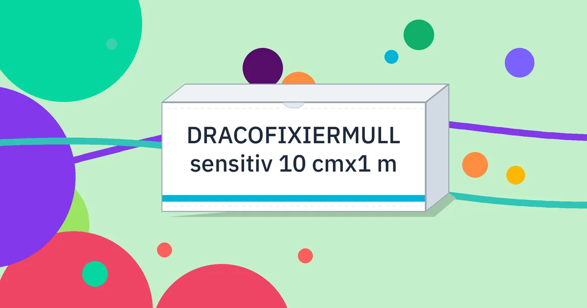Symbolbild: Packung mit der Aufschrift DRACOFIXIERMULL sensitiv 10 cmx1 m (PZN 16890059) – Verfügbarkeit und Bezug in Apotheken in Frankfurt am Main