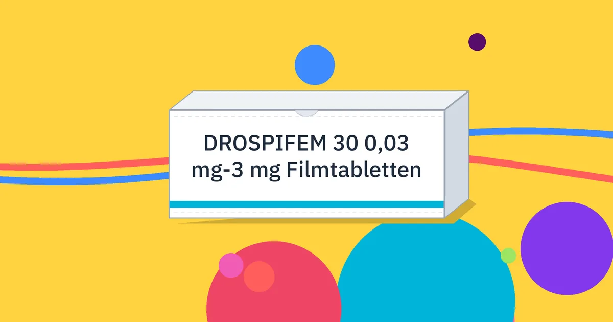 Symbolbild: Packung mit der Aufschrift DROSPIFEM 30 0,03 mg-3 mg Filmtabletten (PZN 10276542) – Verfügbarkeit und Bezug in Apotheken in Frankfurt am Main