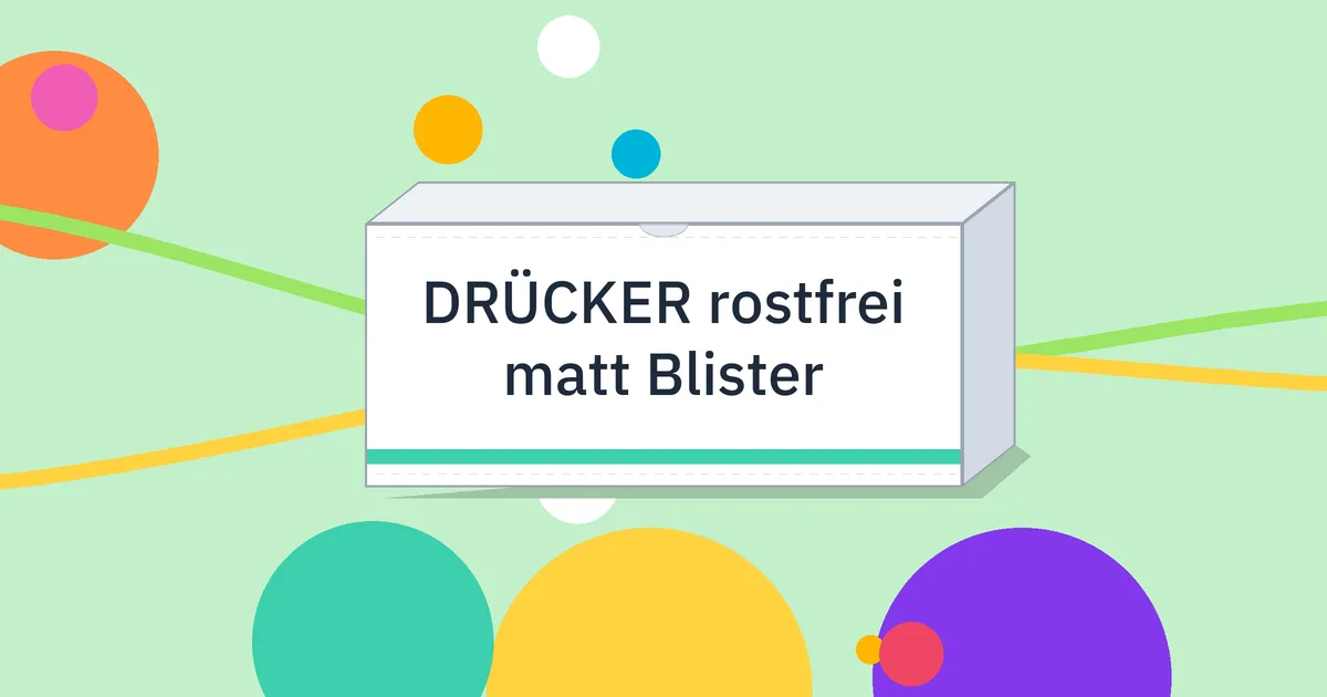 Symbolbild: Packung mit der Aufschrift DRÜCKER rostfrei matt Blister (PZN 02175324) – Verfügbarkeit und Bezug in Apotheken in Frankfurt am Main