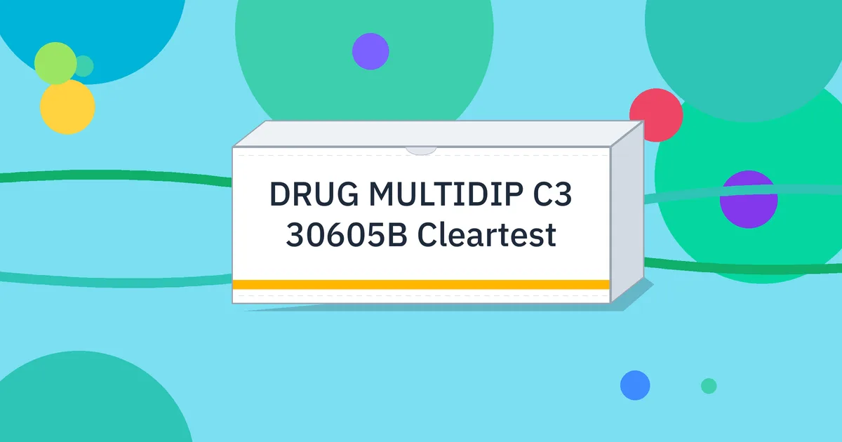 Symbolbild: Packung mit der Aufschrift DRUG MULTIDIP C3 30605B Cleartest (PZN 04031523) – Verfügbarkeit und Bezug in Apotheken in Frankfurt am Main