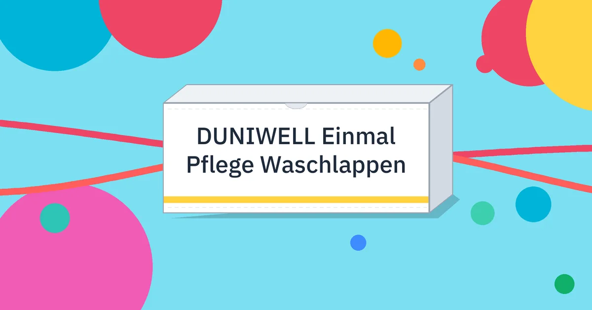 Symbolbild: Packung mit der Aufschrift DUNIWELL Einmal Pflege Waschlappen (PZN 12358209) – Verfügbarkeit und Bezug in Apotheken in Frankfurt am Main