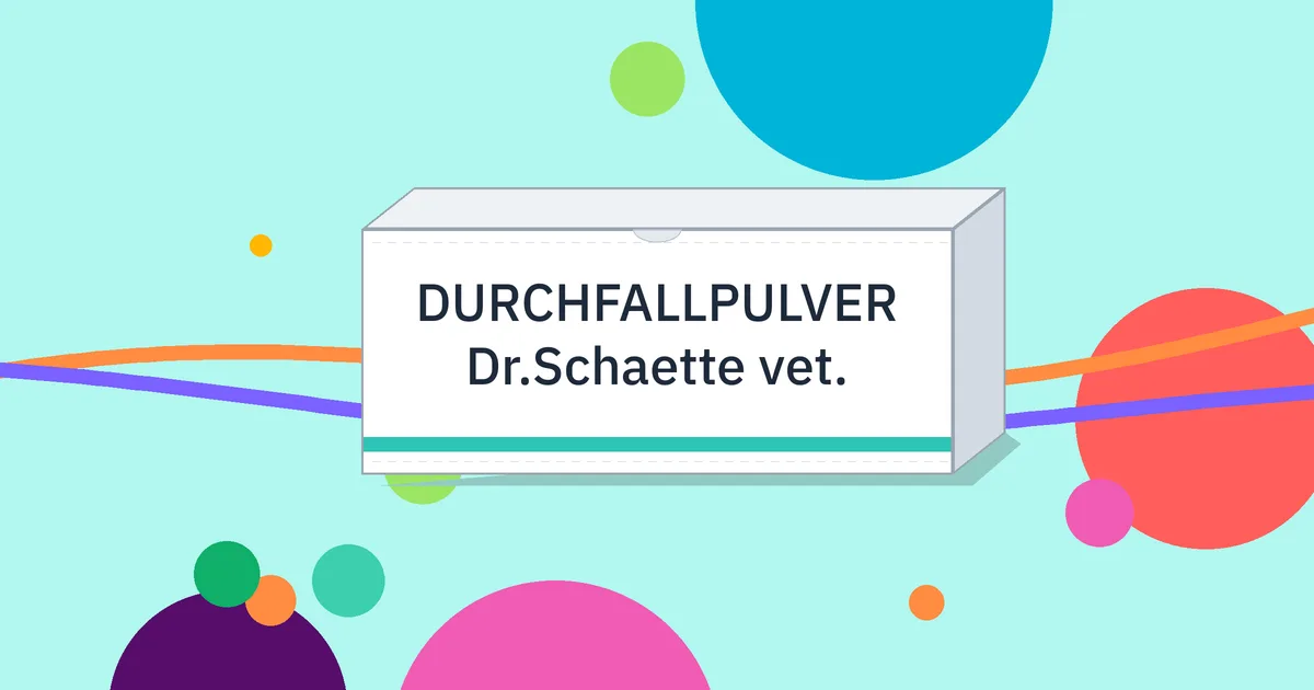 Symbolbild: Packung mit der Aufschrift DURCHFALLPULVER Dr.Schaette vet. (PZN 11332780) – Verfügbarkeit und Bezug in Apotheken in Frankfurt am Main