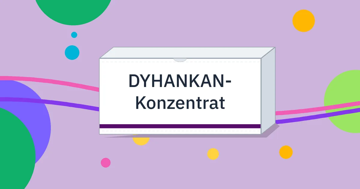 Symbolbild: Packung mit der Aufschrift DYHANKAN-Konzentrat (PZN 18299376) – Verfügbarkeit und Bezug in Apotheken in Frankfurt am Main