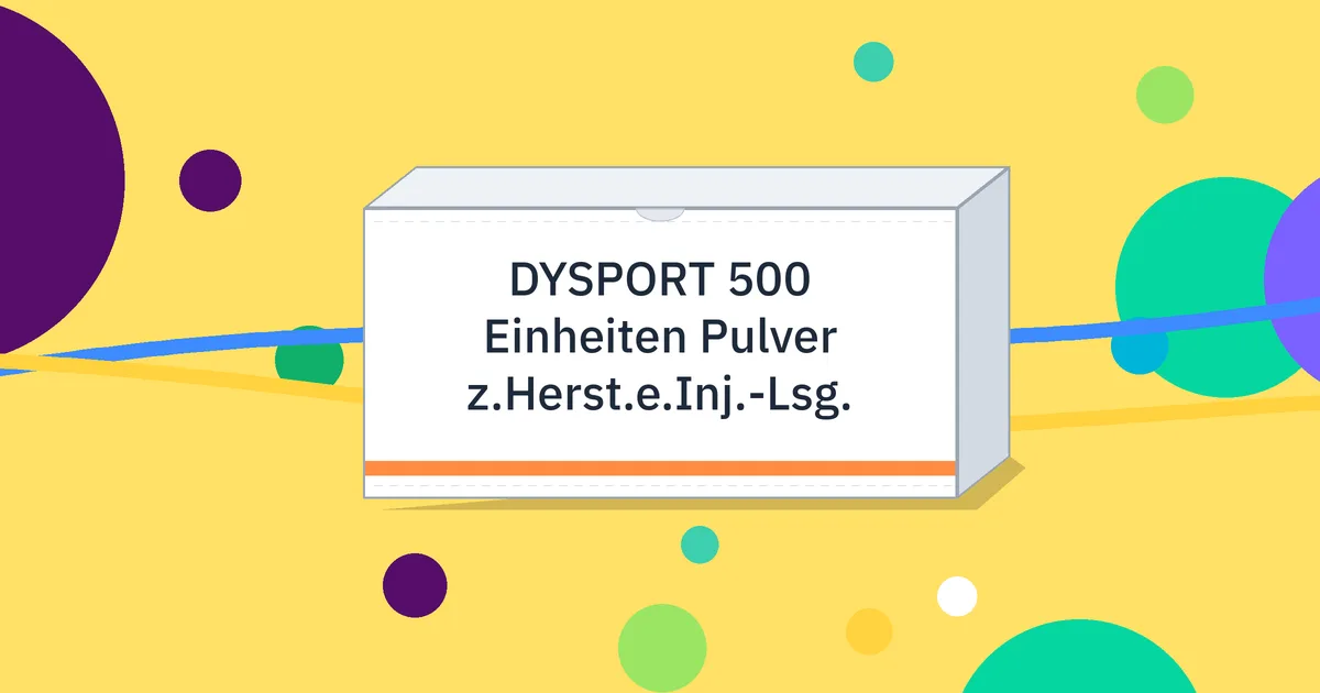 Symbolbild: Packung mit der Aufschrift DYSPORT 500 Einheiten Pulver z.Herst.e.Inj.-Lsg. (PZN 12774480) – Verfügbarkeit und Bezug in Apotheken in Frankfurt am Main
