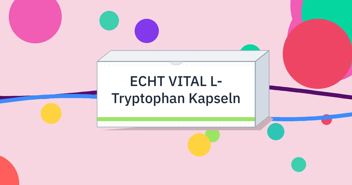 Symbolbild: Packung mit der Aufschrift ECHT VITAL L-Tryptophan Kapseln (PZN 14032883) – Verfügbarkeit und Bezug in Apotheken in Frankfurt am Main