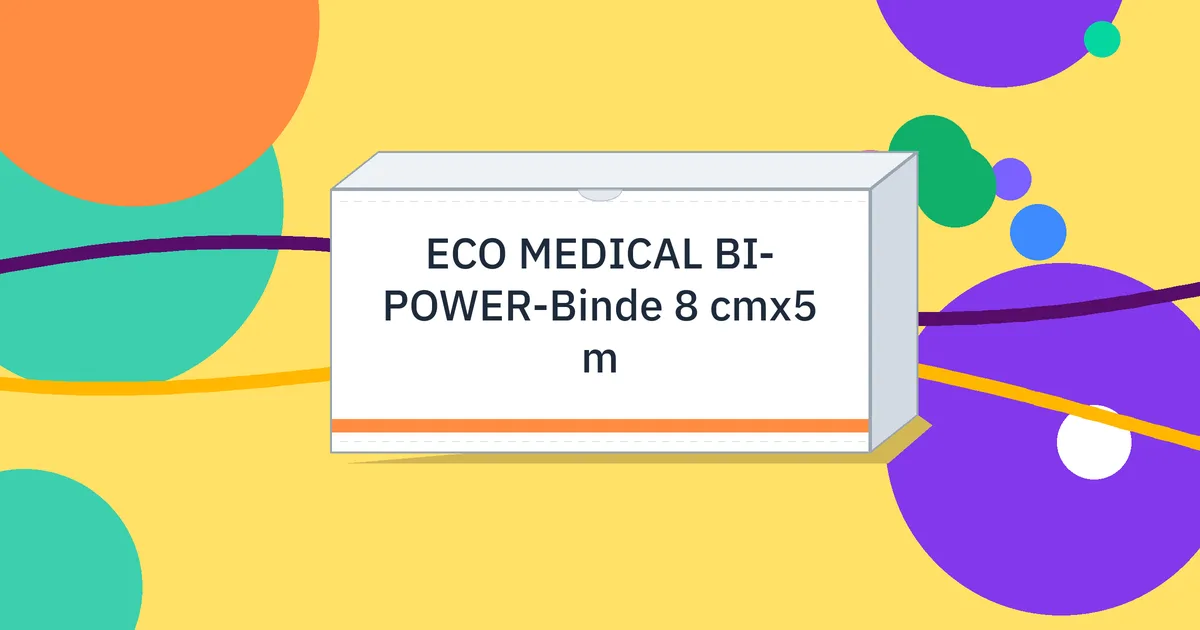 Symbolbild: Packung mit der Aufschrift ECO MEDICAL BI-POWER-Binde 8 cmx5 m (PZN 10184277) – Verfügbarkeit und Bezug in Apotheken in Frankfurt am Main