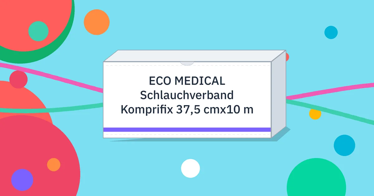 Symbolbild: Packung mit der Aufschrift ECO MEDICAL Schlauchverband Komprifix 37,5 cmx10 m (PZN 00879357) – Verfügbarkeit und Bezug in Apotheken in Frankfurt am Main