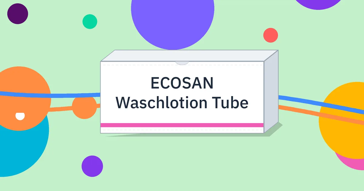 Symbolbild: Packung mit der Aufschrift ECOSAN Waschlotion Tube (PZN 18192365) – Verfügbarkeit und Bezug in Apotheken in Frankfurt am Main