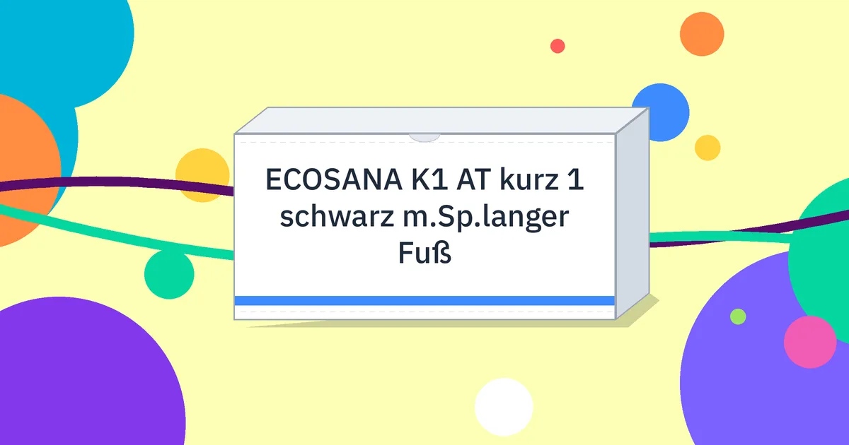 Symbolbild: Packung mit der Aufschrift ECOSANA K1 AT kurz 1 schwarz m.Sp.langer Fuß (PZN 04731172) – Verfügbarkeit und Bezug in Apotheken in Frankfurt am Main