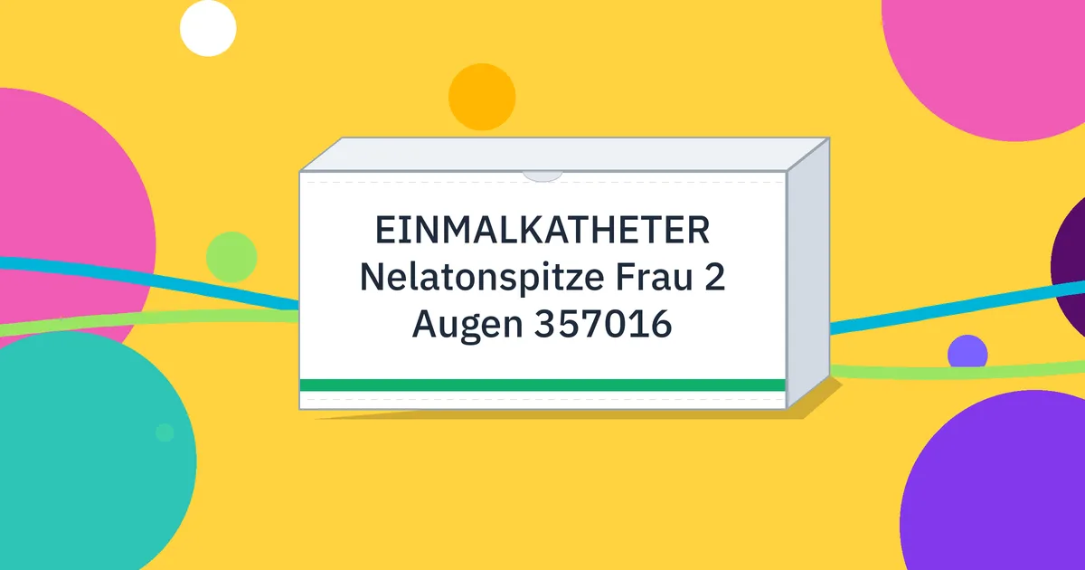 Symbolbild: Packung mit der Aufschrift EINMALKATHETER Nelatonspitze Frau 2 Augen 357016 (PZN 20288523) – Verfügbarkeit und Bezug in Apotheken in Frankfurt am Main