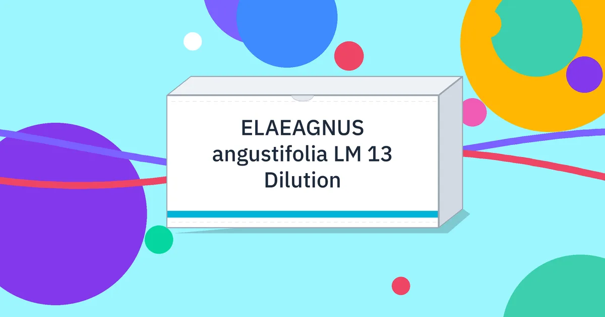Symbolbild: Packung mit der Aufschrift ELAEAGNUS angustifolia LM 13 Dilution (PZN 13469359) – Verfügbarkeit und Bezug in Apotheken in Frankfurt am Main